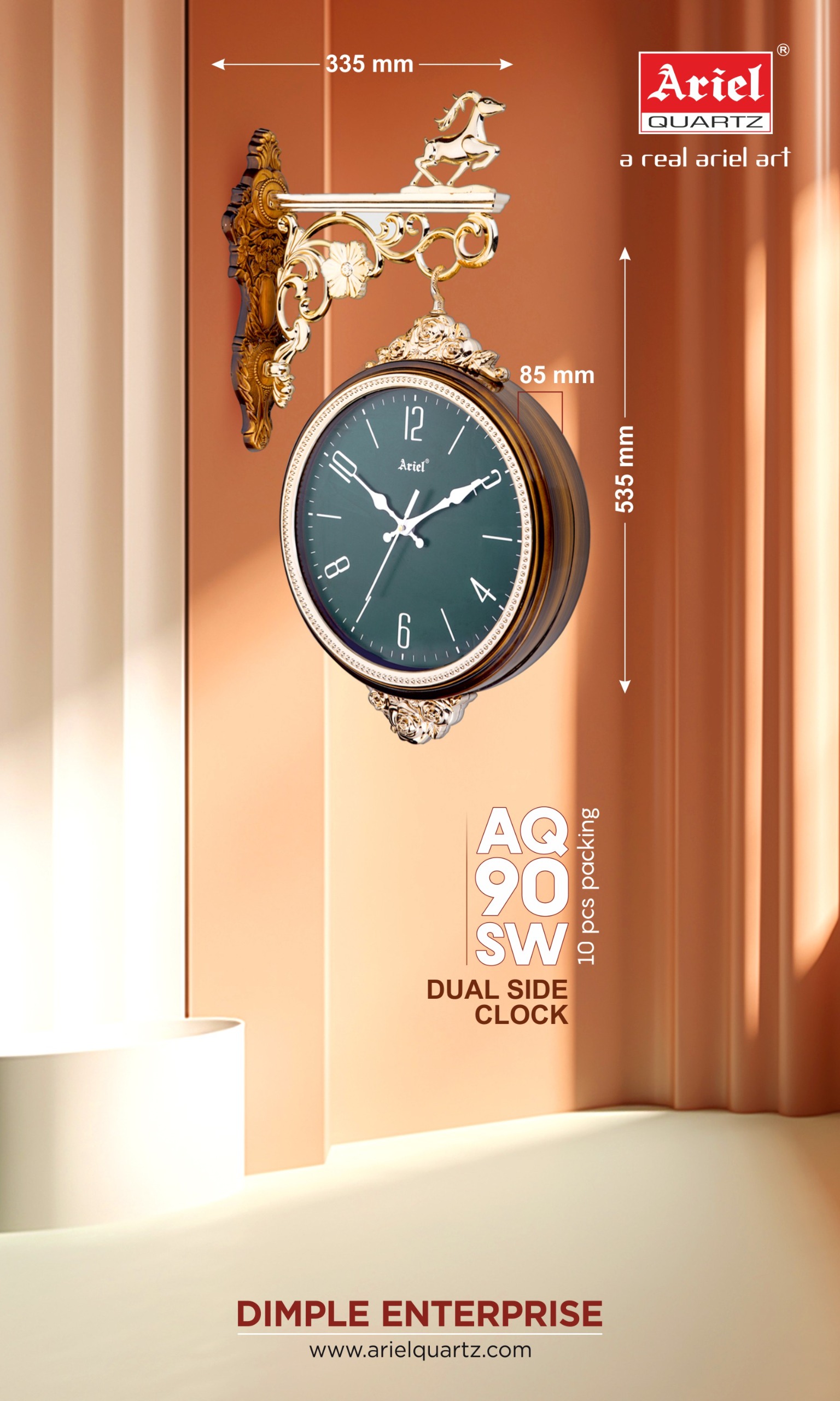 AQ-90-SW Dual Side Wall Clocks In Round Design